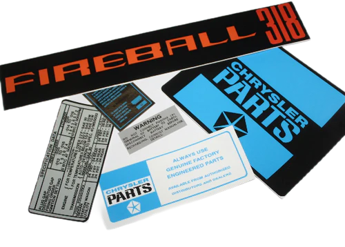 Engine Bay Decal Set, Small Block 318 (VG) – Southern Classic Spares Ltd